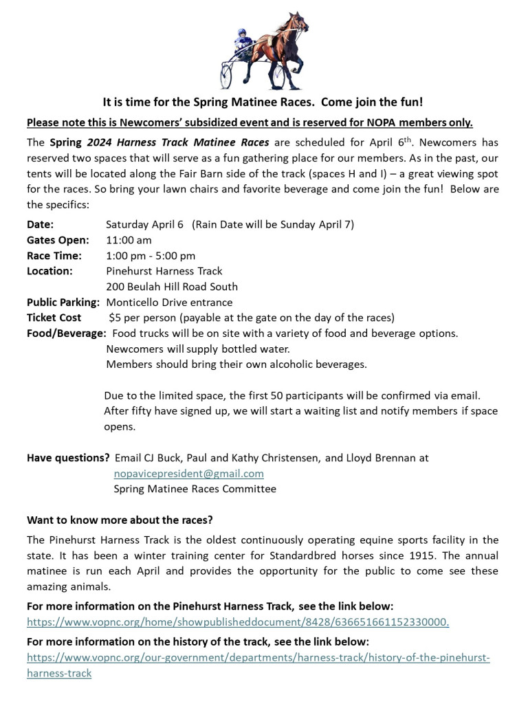 Pinehurst Spring Harness Track Matinee Races 2024 - Newcomers of the ...